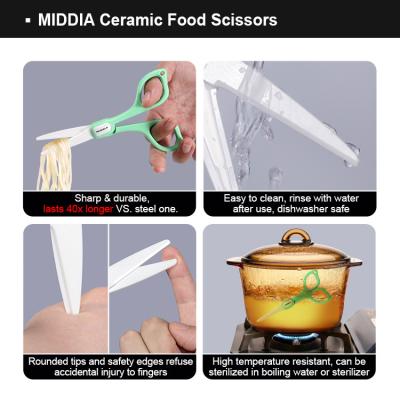중국 MIDDIA의 손가락 친화적 인 2 인치 지르코니아 세라믹 샐러드 과일 절단용 아기 가위 판매용