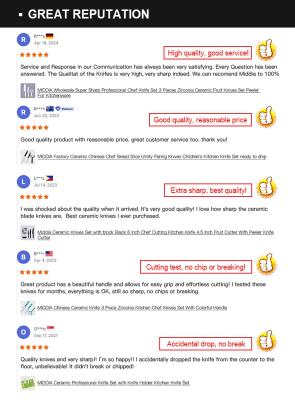 중국 레이저 조각 로고 MIDDIA 6 인치 세라믹 칼 채소와 과일을 위한 유틸리티 판매용