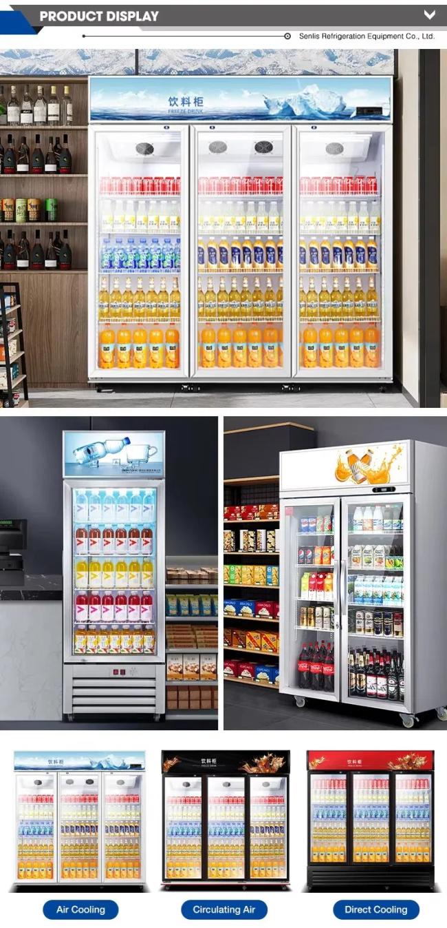 Upright display fridge interior view