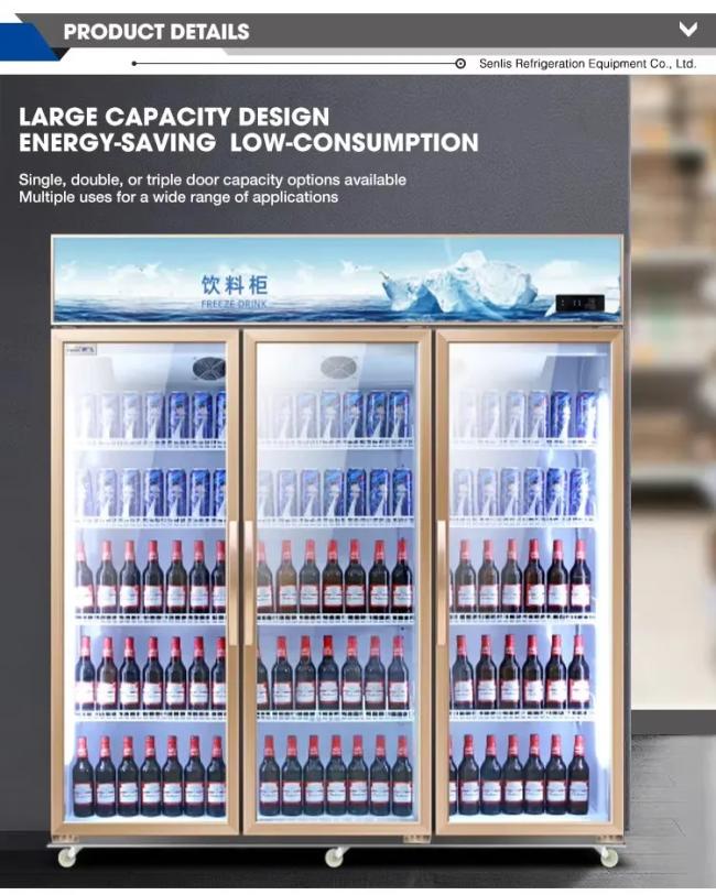 Upright display fridge side view