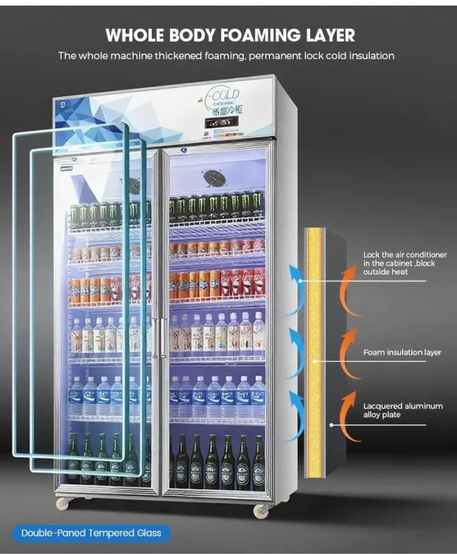 Upright display fridge shelving system