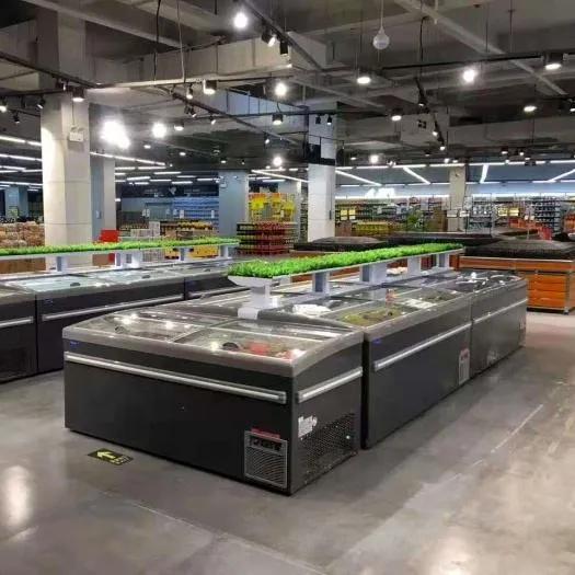 Combined island freezer front view