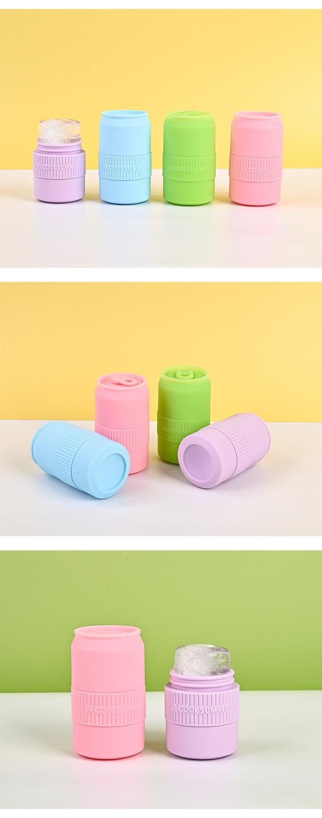 Blue silicone ice roller with cap removed showing filling port