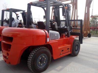 China 6t diesel forklift xichai6110 engine side shift fork length 1220mm solid tyre with double front tyre 3m fork extension for sale
