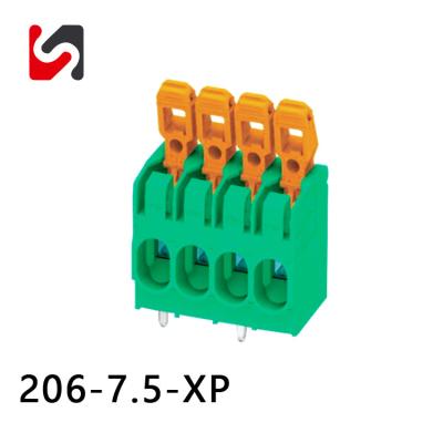 Китай SHANYE BRAND 206-7.5 7.5 мм продольный проход финикс пружинный тип терминальной полосы ПКБ соединитель блок проволока подключить поставщик продается