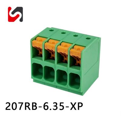 中国 6.35mmピッチスプリングタイプPCB端板ブロックPA66 プラスチック UL94V-0銅合金 販売のため