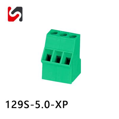 Cina 3P 5.0mm 45 gradi filo 300V 10A connettore terminale in fiocco PCB in vendita