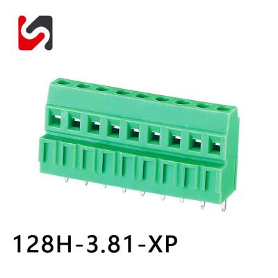 Cina 10A 300V Pcb terminali in fiocco blocchi di 3,81 mm passo 2P-24P poli in vendita