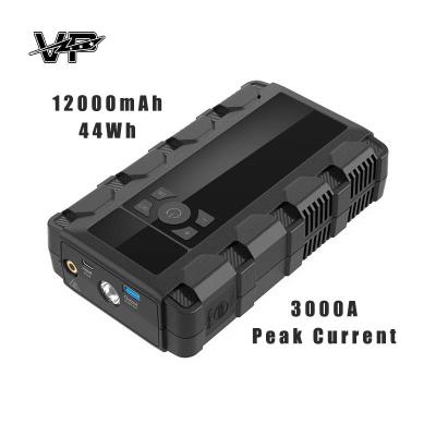 China 12000mAh Peak 3000A Car Jump Starter Power Bank Portable Air Pump Compressor VP Batteries for sale