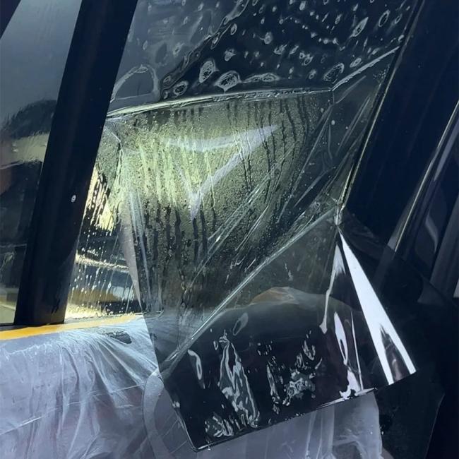Close-up of high-performance window tint material