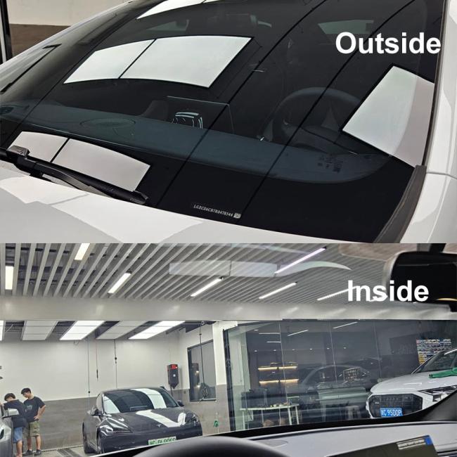 Automotive window tint film application demonstration