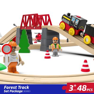 Wooden toy 8-shaped track car train 8-shaped train track forest set Early