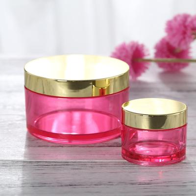 Cina Barattolo della crema di fronte dell'ABS 50ml dell'ANIMALE DOMESTICO di PS di forma rotonda con il coperchio dell'oro dello specchio in vendita