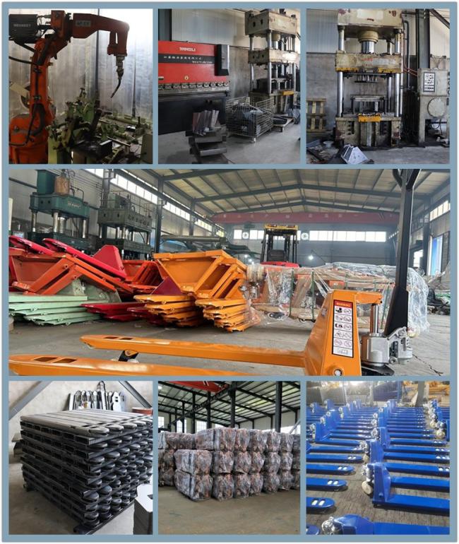 Modern manufacturing workshop with pallet truck production line