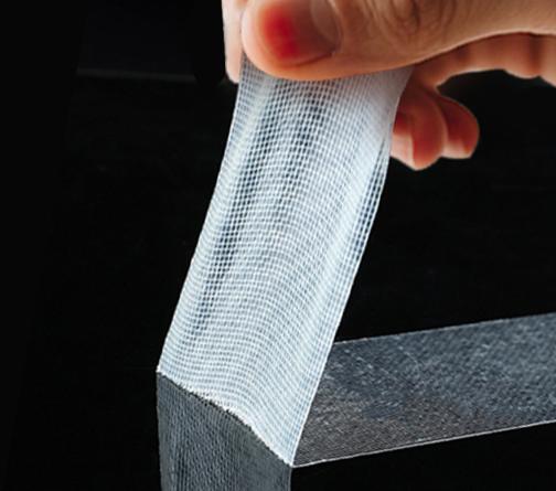 Close-up view of double-sided cloth tape texture and construction