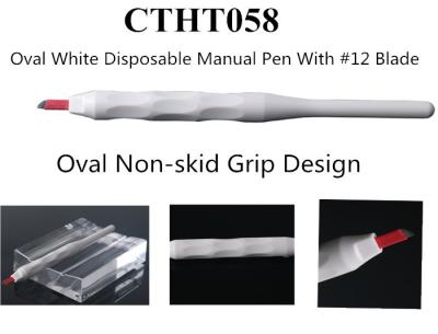 China De ovale Witte Beschikbare Pen van Wenkbrauwmicroblading met Rood de Krommeblad van #12 Te koop