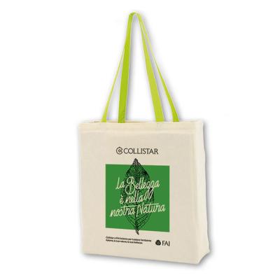 Cina L'abitudine amichevole eco- ha stampato le borse del cotone 38x42cm con le maniglie colorate in vendita