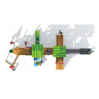 中国 Outdoor children wooden playground wooden play equipment slide sets 販売のため