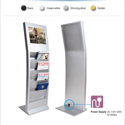 China piso independiente del USB que coloca la exhibición de la publicidad del wifi del lcd con el folleto en venta