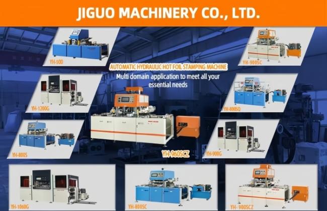 Automatic hot foil stamping machine in operation