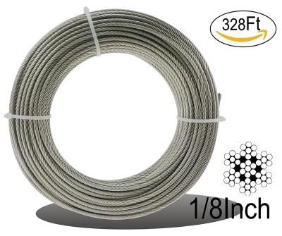 Cina Cavo d'acciaio del cavo metallico 7x7 degli aerei inossidabili per recintare/Decking/balaustra di Diy, 1/8inch in vendita