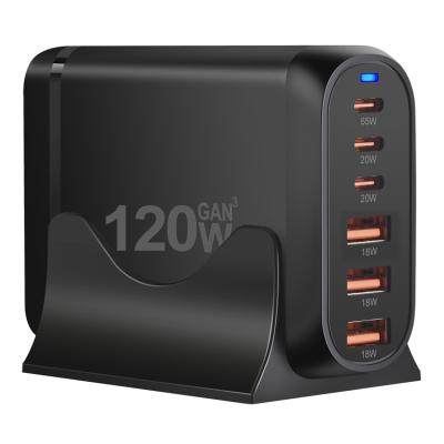Cina XZH CD04 Led Display Gan Tech 6 porte Multi 120w Gan Super Mobile Fast Usb Phone Charger per cellulari Macbook Laptop in vendita