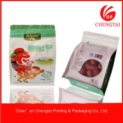 Cina Sacchetti di plastica Gusseted laterali a chiusura lampo del fondo piatto per il biscotto/spuntino 250 G in vendita