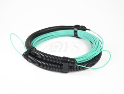 中国 繊維引き目/ソケットが付いている光学OM3 MPO/MTPのパッチ・コード円形繊維ケーブル 販売のため