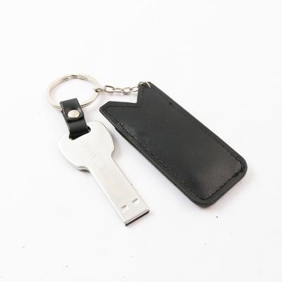 중국 30MB/S 금속 키 USB는 가죽 덮개로 2.0 가지고 다닐 수 있는 64GB 128GB를 붙입니다 판매용