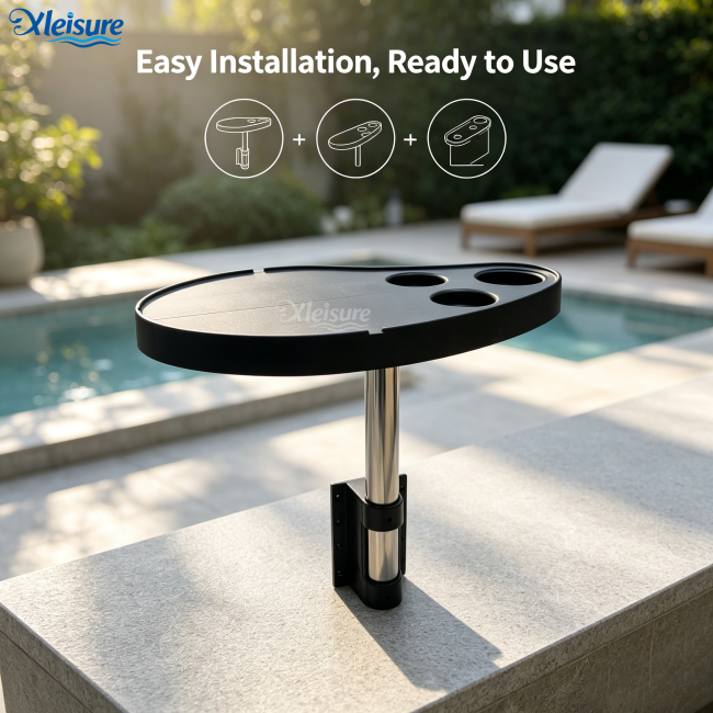 Cabinet-Mount Spa Hot Tub Table Spa Caddy, Adjustable Waterproof Hot Tub Side Table, Outdoor Spa Accessories for Bathtub Pool