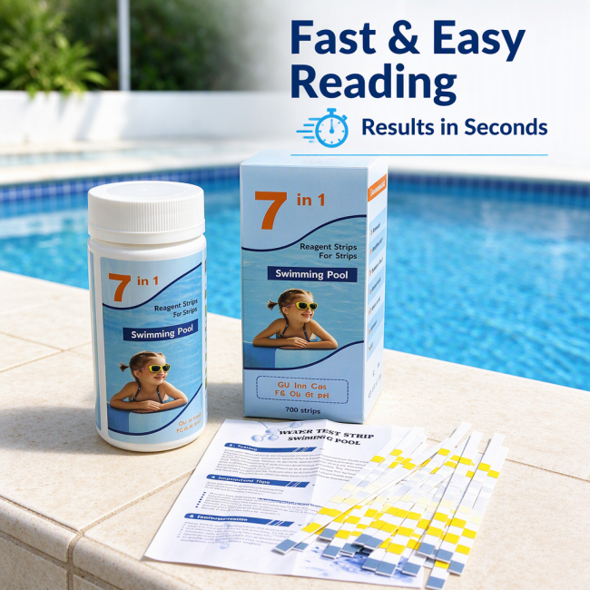 7 in 1 Water Test Strips, Hot Tub Spa Bath Tub Water Quality Check Strips, 100 Strips Per Bottle, Accessory for Spa & Bathtub