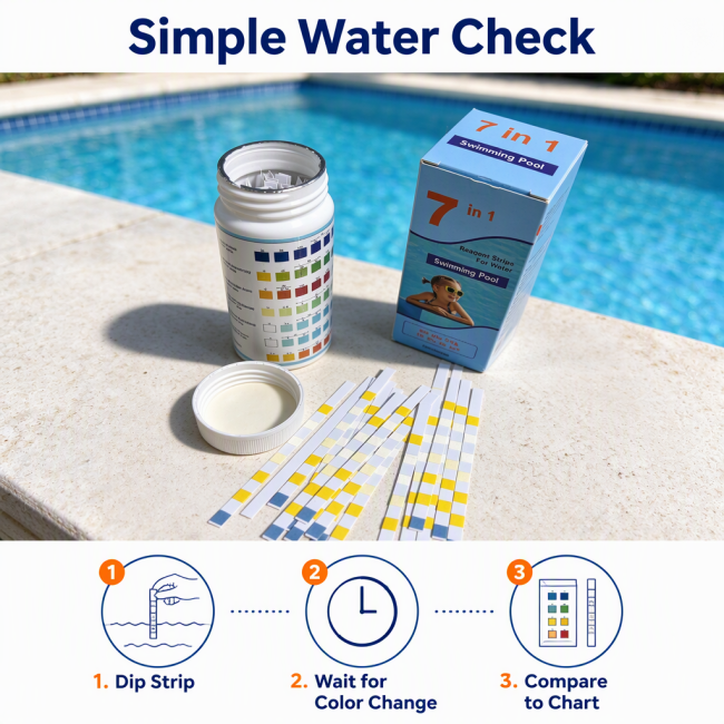 7 in 1 Water Test Strips, Hot Tub Spa Bath Tub Water Quality Check Strips, 100 Strips Per Bottle, Accessory for Spa & Bathtub