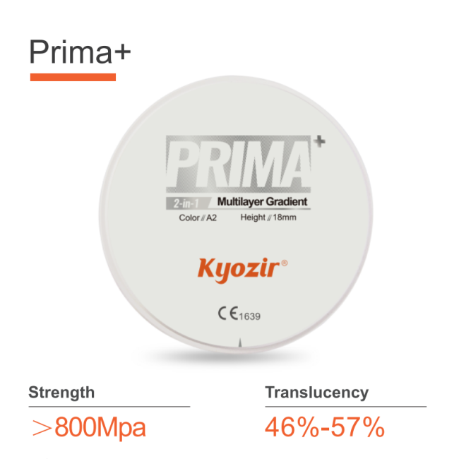 PRIMA+ multilayer zirconia disc for CAD CAM dental restoration