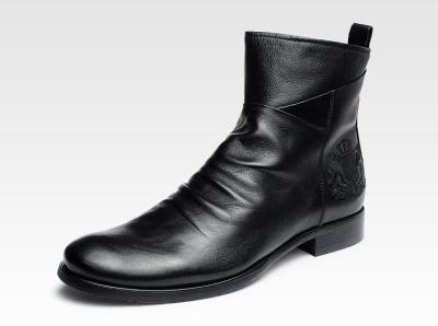 Chine Chaussures à talons rondes pour hommes chaussures à cheville en cuir véritable chaussures d'ascenseur pour hommes à vendre