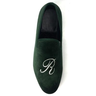 Chine Des loafers en velours de luxe pour hommes en velours verts faits à la main à vendre