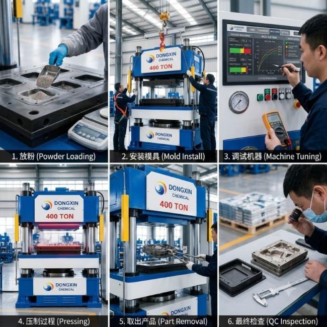 Manufacturing process and quality control of melamine press machines