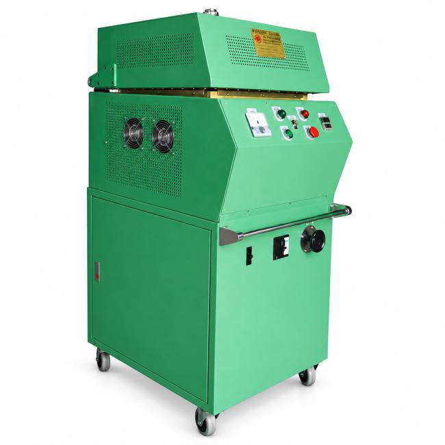 DONGXIN green melamine preheating machine in front and side view
