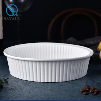Cina Ciotole eliminabili di a microonde di Savall della ciotola eliminabile bianca striata di ovale in vendita