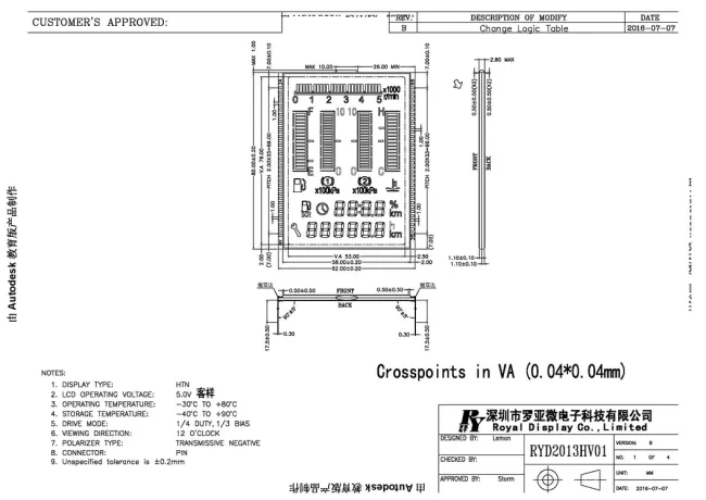Close-up view of TFT LCD display