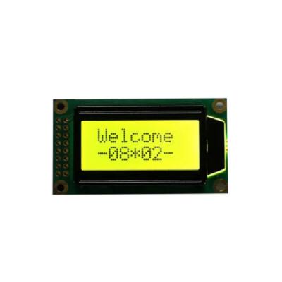 China Positiv 0802 Zeichen-LCD-Display-Modul STN Gelb/Grün Monochrom zu verkaufen