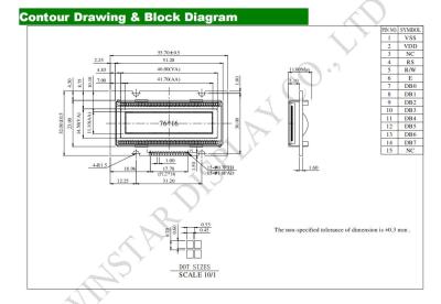 Chine 1.7' 76*16 points Module OLED graphique Winstar Monochrome WEG007616A à vendre