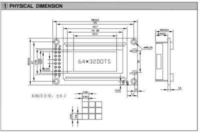 China 64*32 Modulo gráfico LCD ST7920 con retroiluminación Display industrial personalizable con amplia temperatura en venta