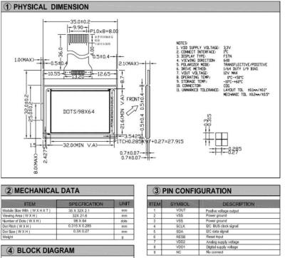 China 98*64 Módulo gráfico LCD con interfaz I2c St7549 Transflectiva con pantalla de amplia temperatura positiva en venta