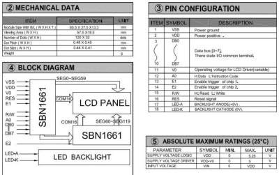 Cina 120*32 Modulo LCD grafico Stn positivo giallo/verde riflettente Sbn1661 con retroilluminazione 6h in vendita