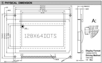 China 128*64 Graphische STN-LCD-Modul AT0107 Monochrom mit LED-Hintergrundbeleuchtung zu verkaufen