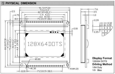 China Modulo LCD gráfico 128*64 FSTN 6H AT0108 AT0107 con pantalla industrial de luz de fondo LED de PCB en venta