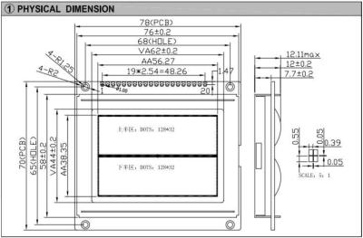 China Modulo LCD gráfico de 128*64 con PCB St7920/St7921 FSTN Display industrial monocromático en venta