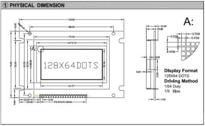 China Großformat 128*64 Grafik-LCD-Modul 20 Pin Monochrom mit PCB-Rücklicht Industriedesplay Anpassen zu verkaufen