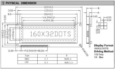 China 160*32 Grafik-LCD-Modul FSTN Große Größe ST7920/ST7921 Breittemperatur-Industrieanzeige Anpassbar zu verkaufen