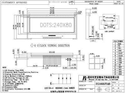 Cina 240*80 Modulo LCD grafico FSTN 6H Super Wide Temperature Industrial Display Basso MOQ in vendita